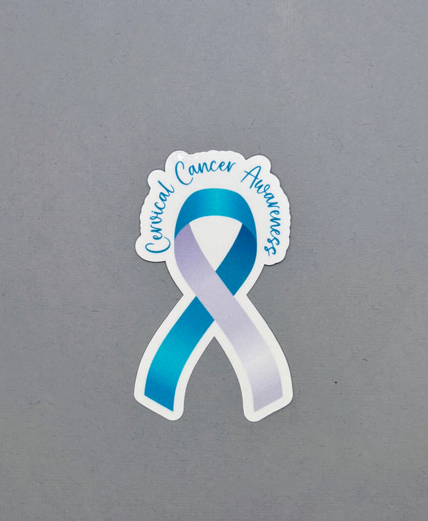 Cervical Cancer Awareness Ribbon Sticker – Made with Monday